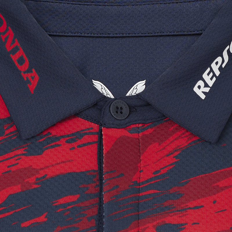 Honda Repsol HRC Moto GP Polo shirt Black Iris Blue / Flame Red ...