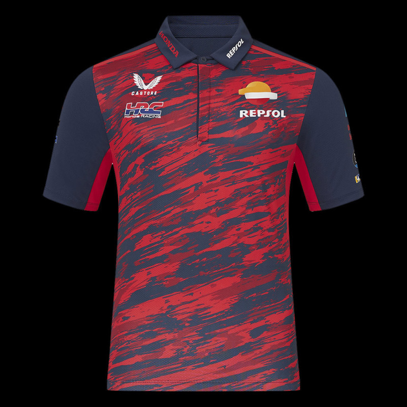 Honda Repsol HRC Moto GP Polo shirt Black Iris Blue / Flame Red ...