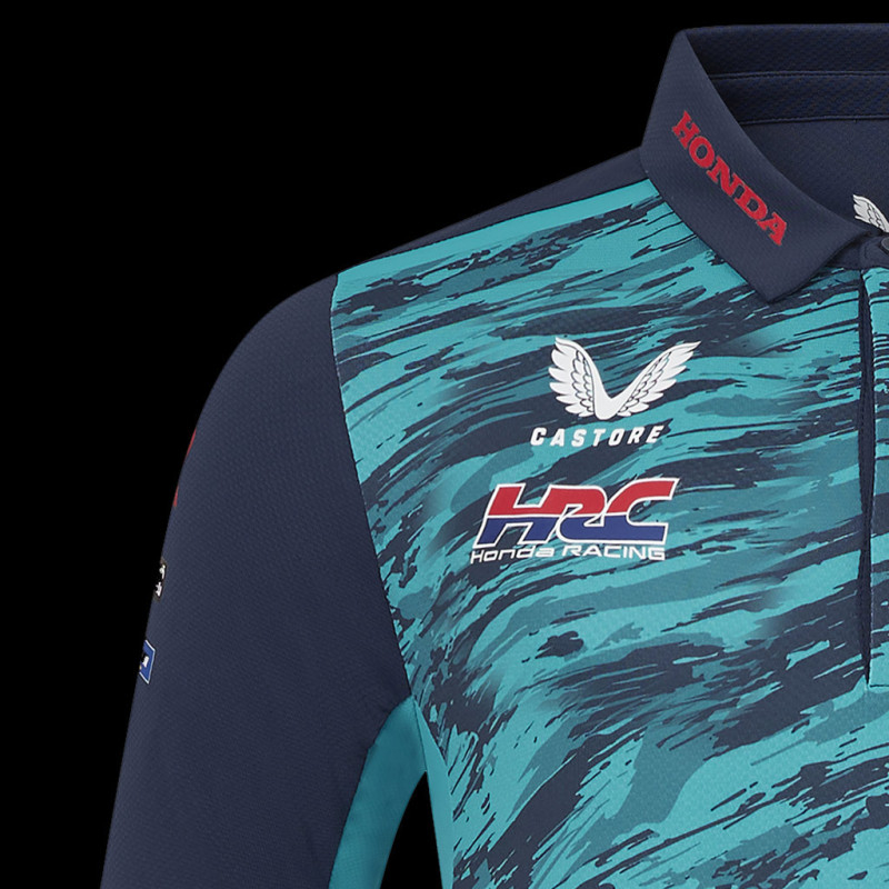 Polo Honda Repsol HRC Moto GP Renewable fuel Bleu Iris noir / Turquoise ...