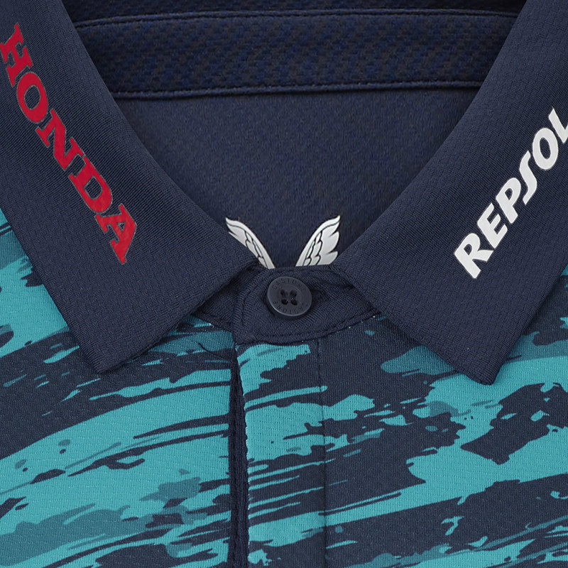 Polo Honda Repsol HRC Moto GP Renewable fuel Bleu Iris noir / Turquoise ...