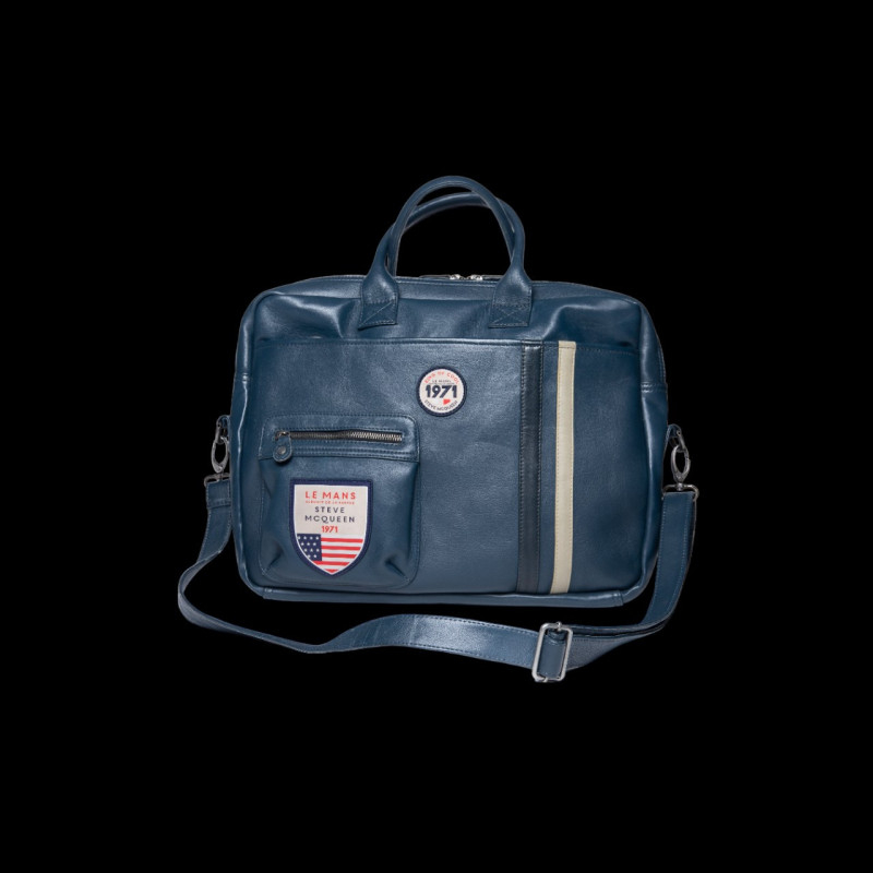 Steve McQueen Leather Messenger Bag Wayne - Royal Blue 27282-0012