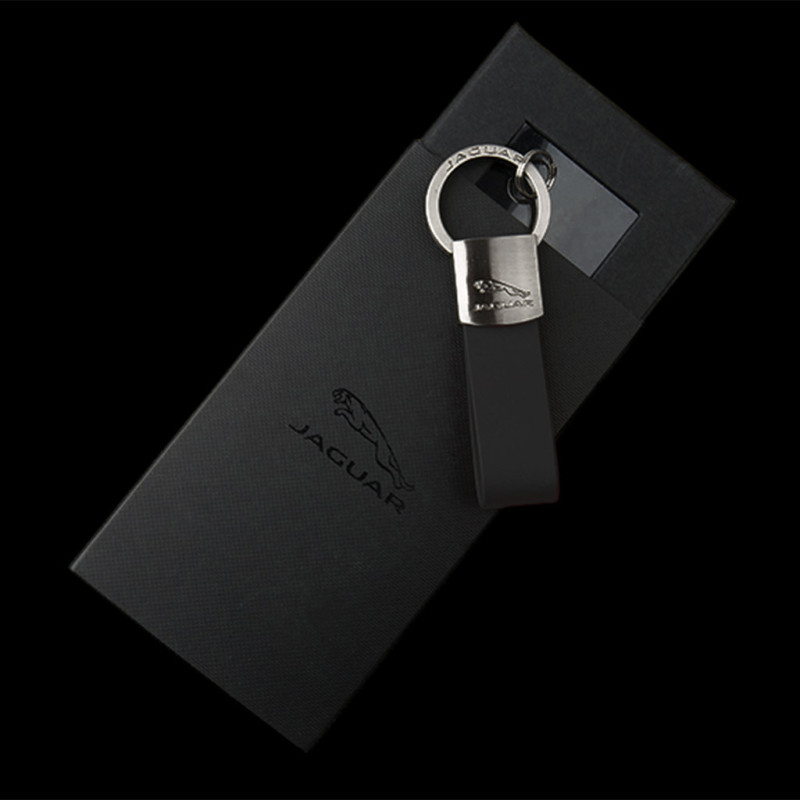Jaguar Keychain Heritage Logo Loop Leather Black 50JKRALLK