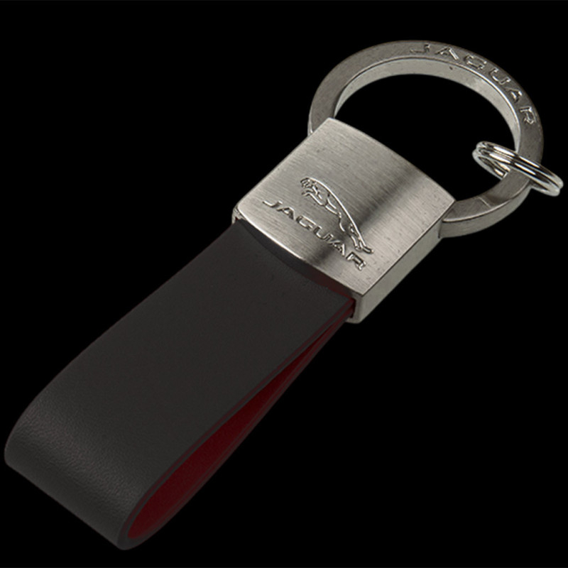 Jaguar Keychain Heritage Logo Loop Leather Black 50JKRALLK
