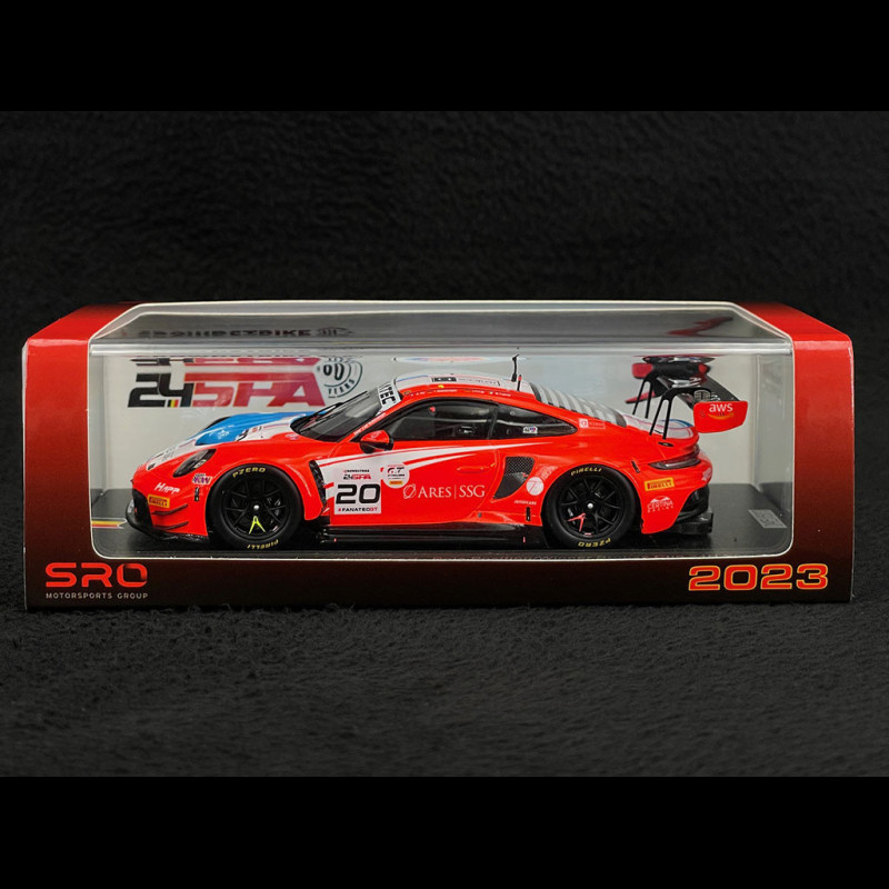 Porsche 911 GT3 R Type 992 n° 20 Winner 24h Spa 2023 1/43 Spark SB708
