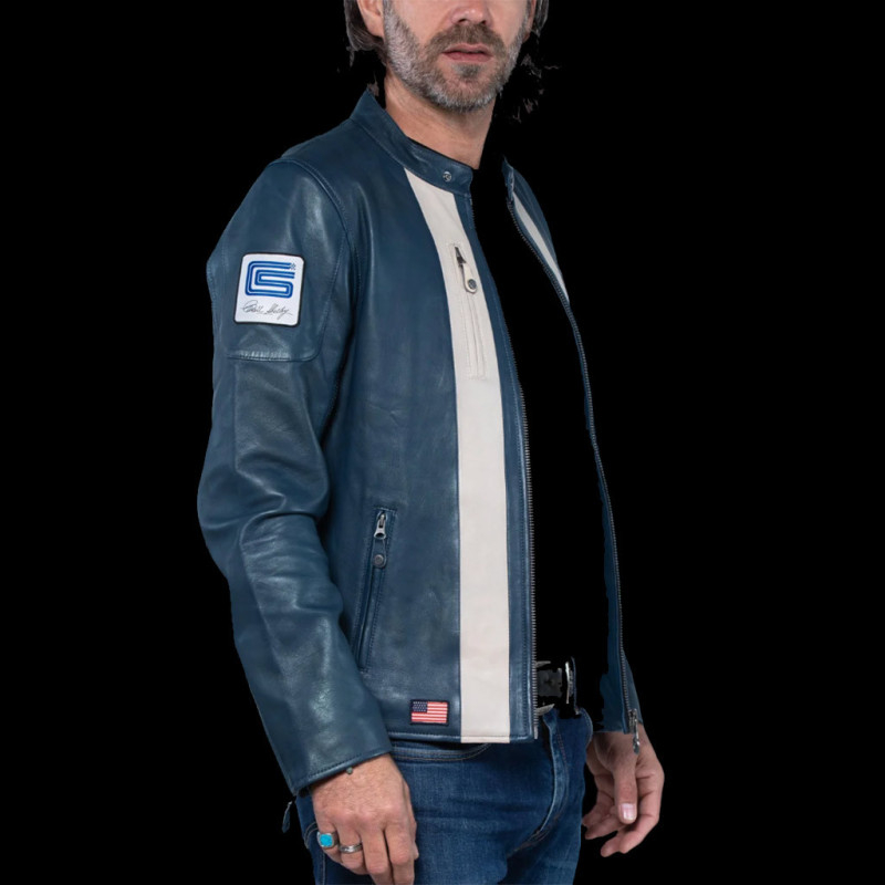 Carroll Shelby Jacket Cobra 98 Racing Leather Royal blue 27424-0012 - men
