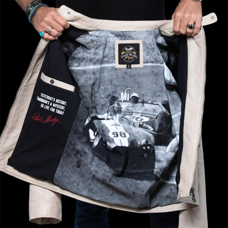 Carroll Shelby Jacket Cobra 98 Racing Leather Beige ecru 27424-2001 - men