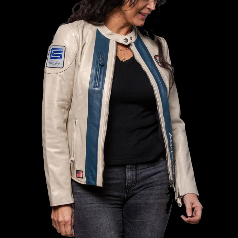Carroll Shelby Jacket Cobra 98 Racing Leather Beige ecru 27425-2001 - women