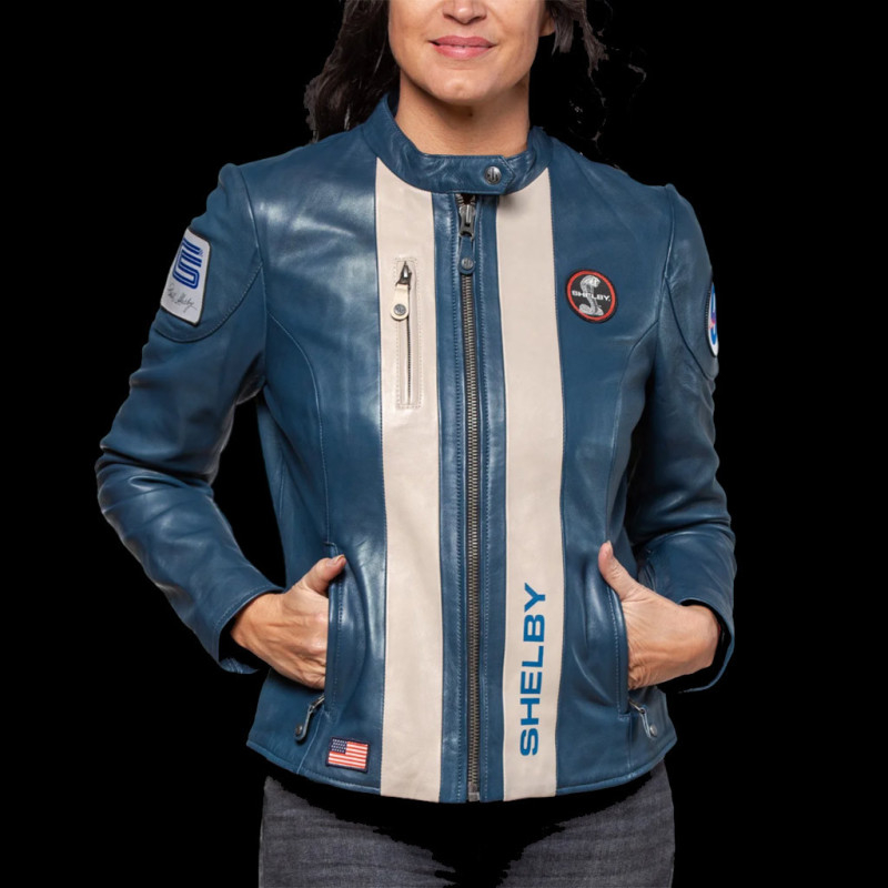 Carroll Shelby Jacket Cobra 98 Racing Leather Royal blue 27425-0012 - women