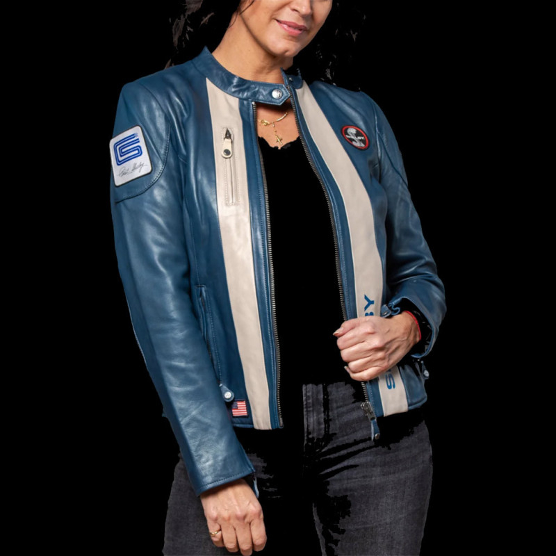 Carroll Shelby Jacket Cobra 98 Racing Leather Royal blue 27425-0012 - women