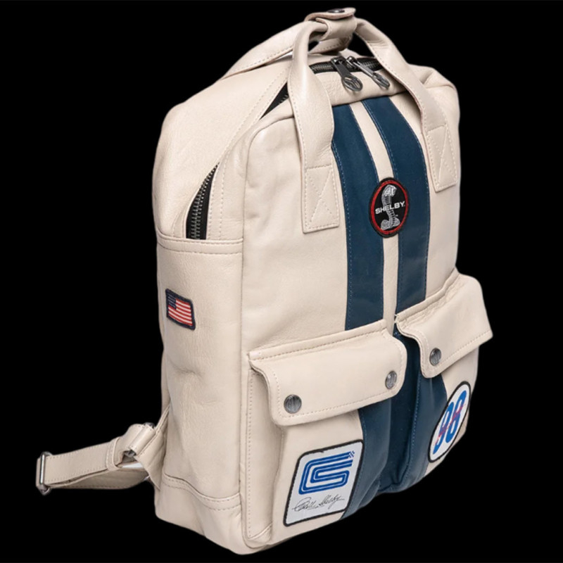 Leather Backpack Carroll Shelby Cobra 98 GT40 Beige ecru 27426-2001