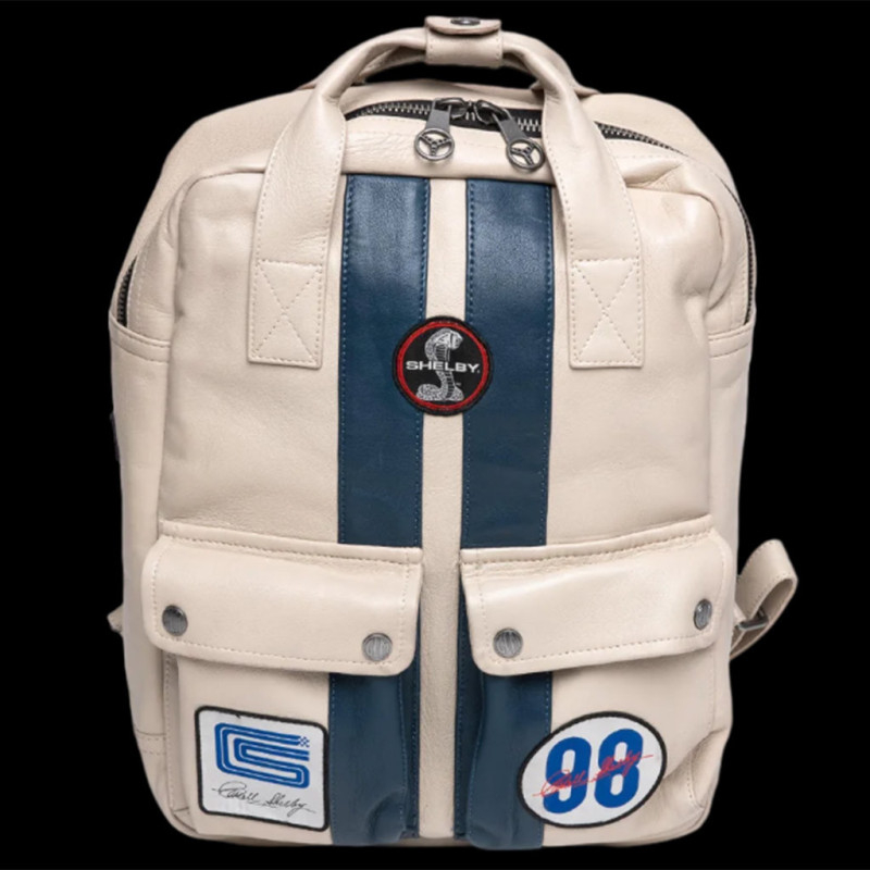 Leather Backpack Carroll Shelby Cobra 98 GT40 Beige ecru 27426-2001