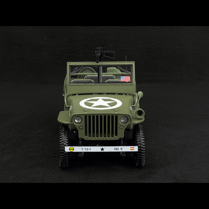 Jeep Army 1944 Mitrailleuse D-Day Vert 1/18 Norev 189016 Jeep Army 1944 Mitrailleuse D-Day Vert 1/18 Norev 189016