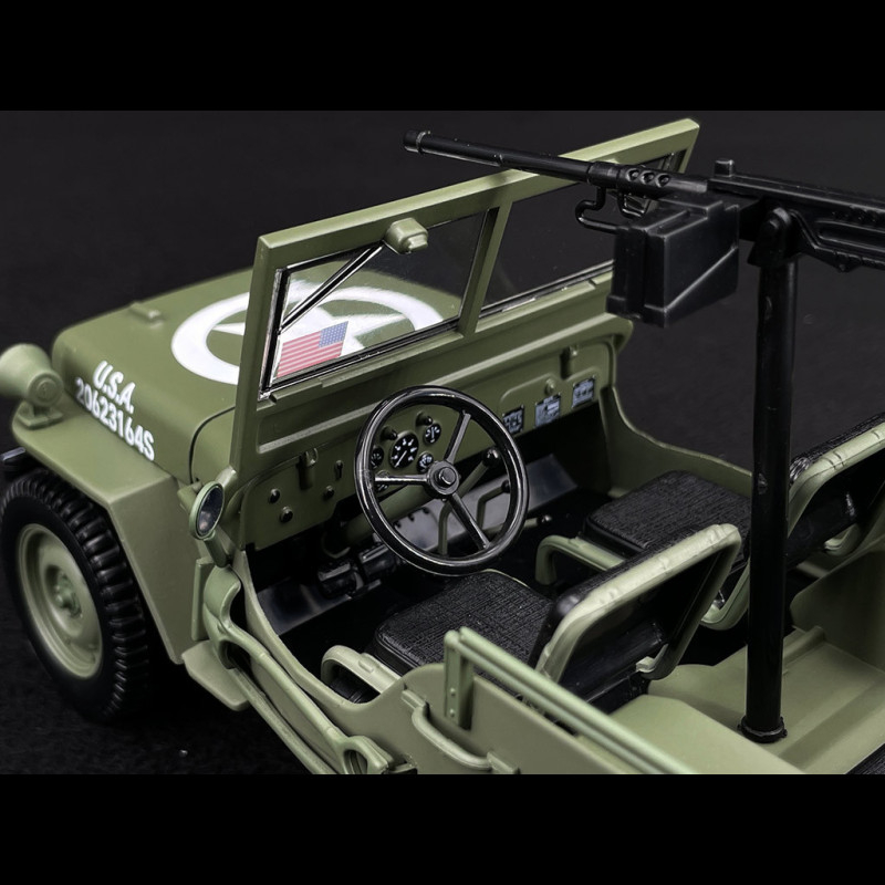 Jeep Army 1944 Mitrailleuse D-Day Vert 1/18 Norev 189016 Jeep Army 1944 Mitrailleuse D-Day Vert 1/18 Norev 189016