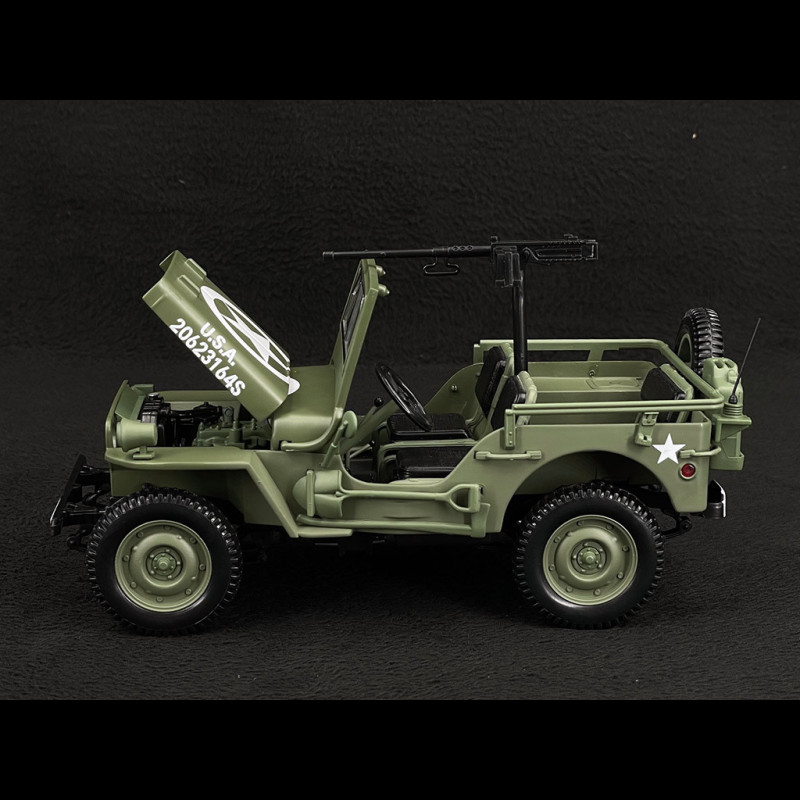 Jeep Army 1944 Mitrailleuse D-Day Vert 1/18 Norev 189016 Jeep Army 1944 Mitrailleuse D-Day Vert 1/18 Norev 189016