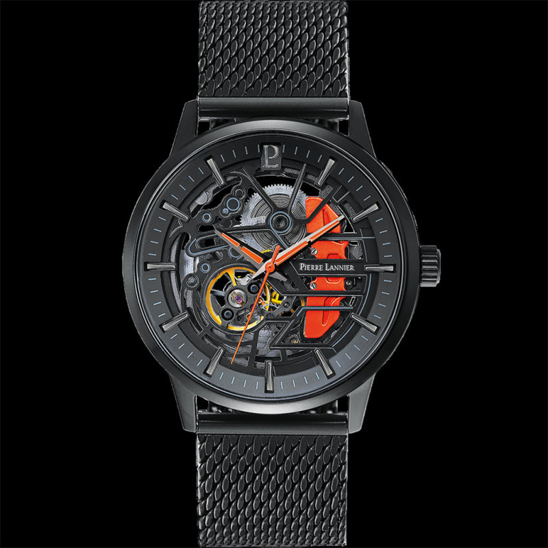 Paddock Automatic Watch Black / Orange Metal bracelet Made in France ...
