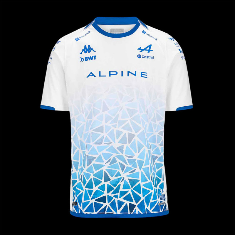 T-shirt Alpine F1 Team Barcelona GP Ocon Gasly Blanc / Bleu Royal Kappa ...