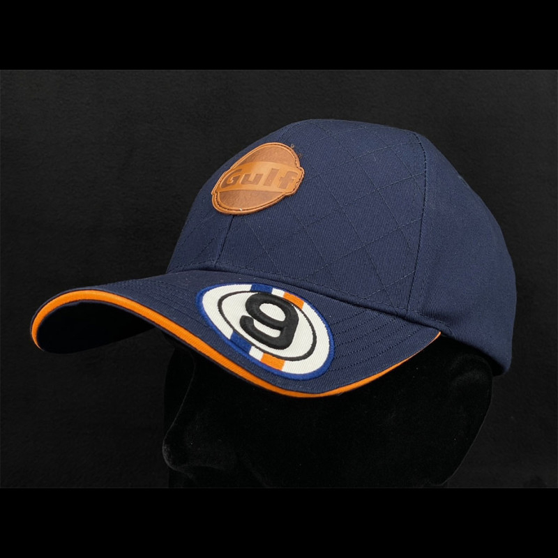 Gulf Cap Marineblau Logo Leder Gesteppte Vorderseite GU242KS654-100
