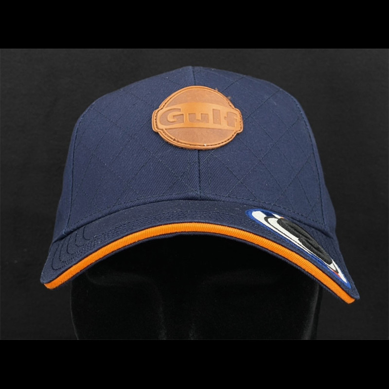 Gulf Cap Marineblau Logo Leder Gesteppte Vorderseite GU242KS654-100