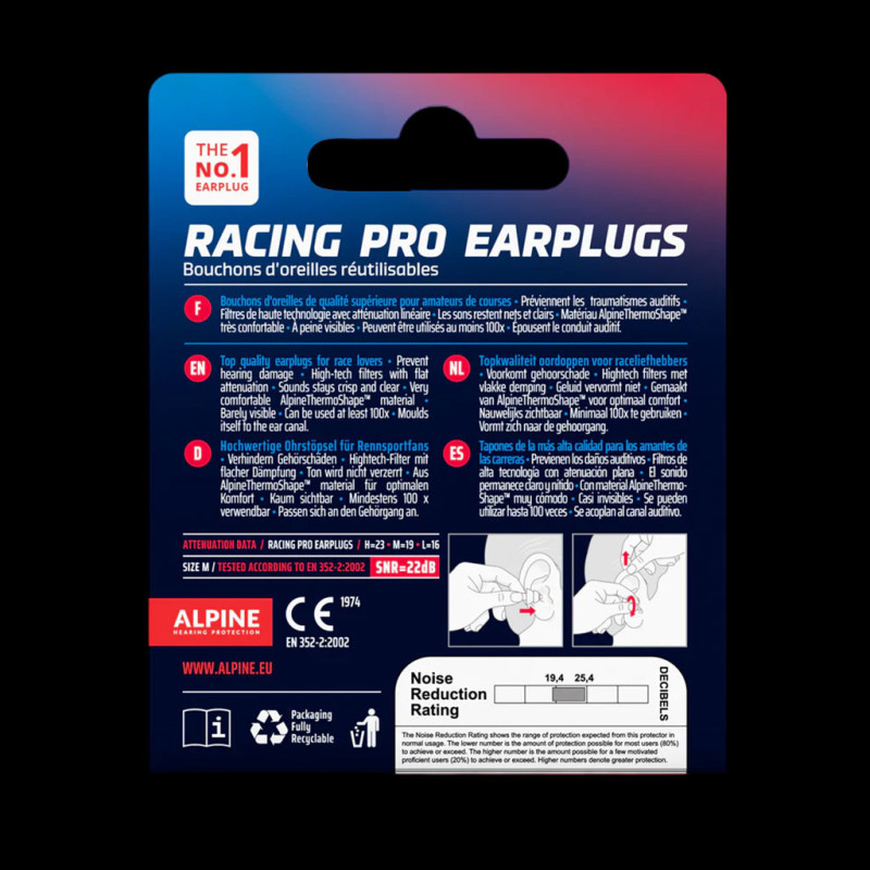 24h Le Mans® Earplugs Racing Pro Reusable Alpine Hearing Protection