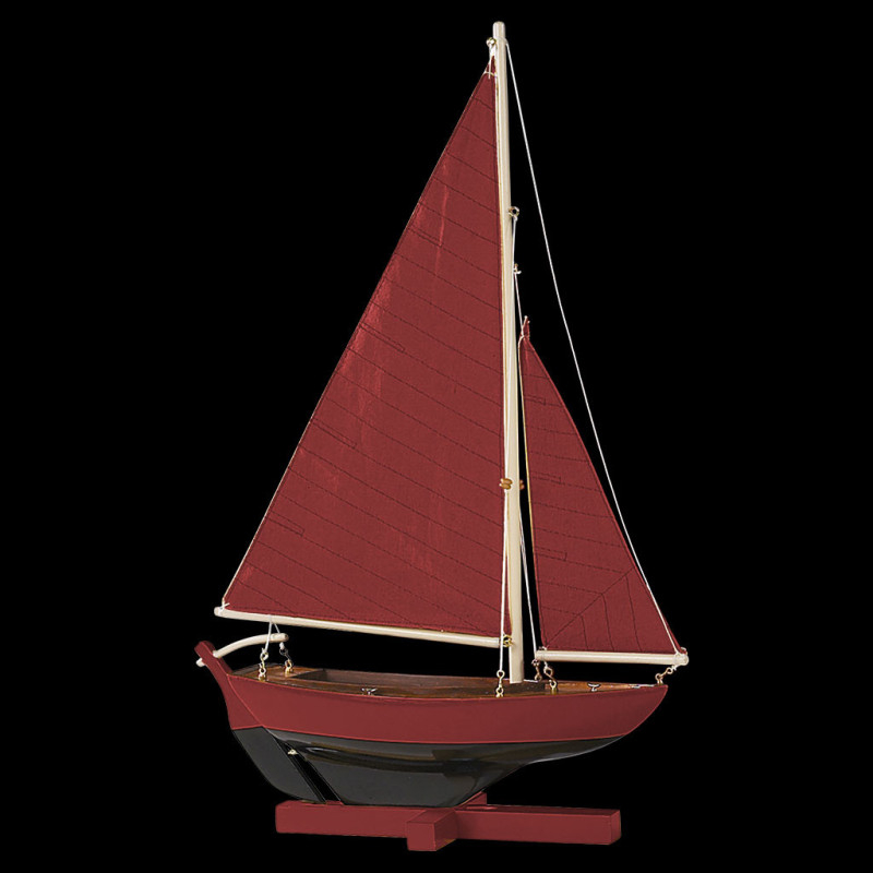 Boat - Sailing dinghie Red Sail 26 cm Wood