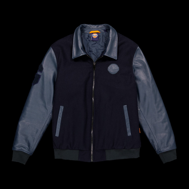 Gulf Jacket Leather / Wool Navy Blue GU242JAM03-100 - Man