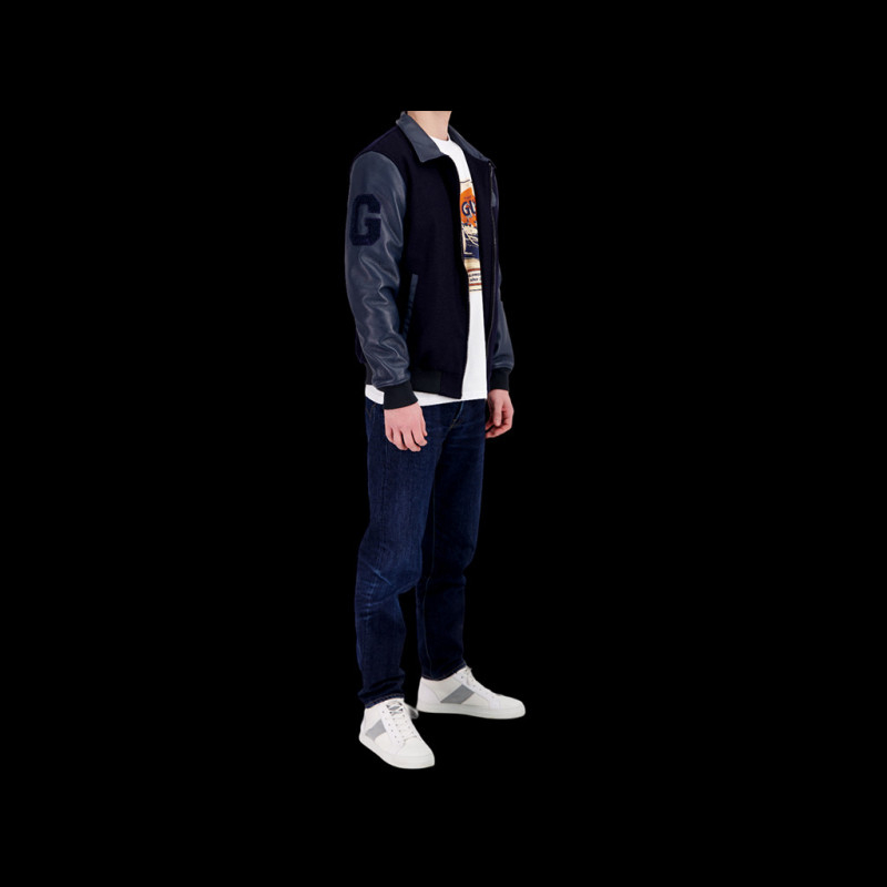 Gulf Jacket Leather / Wool Navy Blue GU242JAM03-100 - Man
