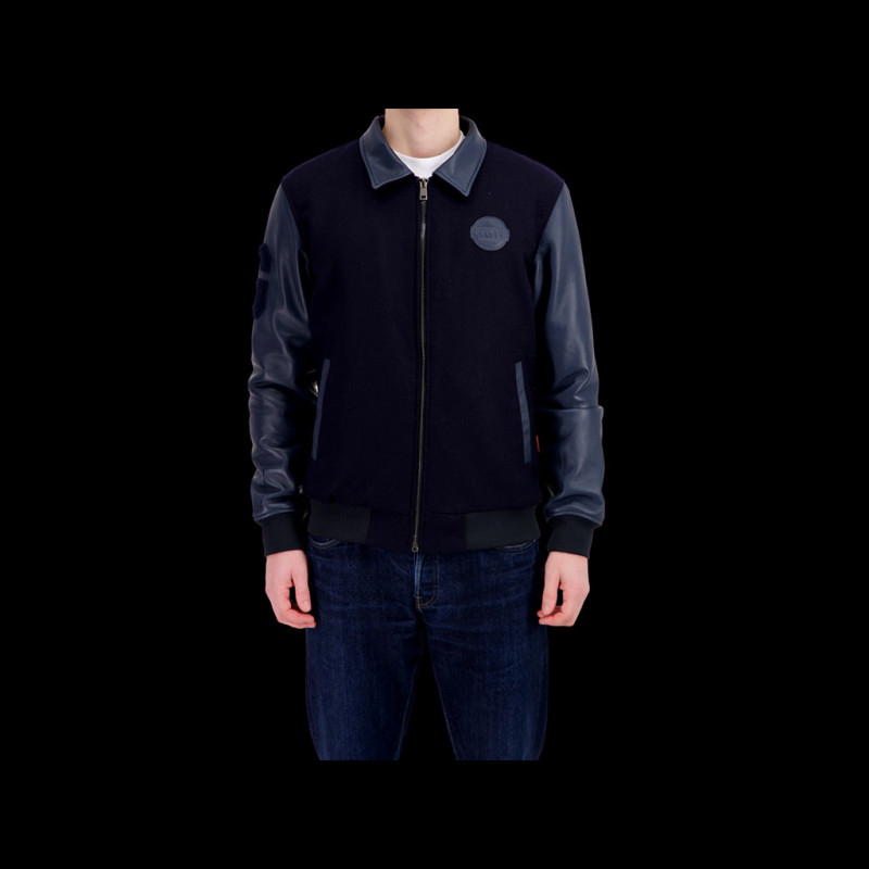 Gulf Jacket Leather / Wool Navy Blue GU242JAM03-100 - Man
