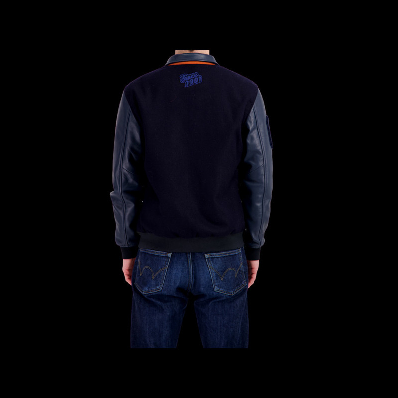 Gulf Jacket Leather / Wool Navy Blue GU242JAM03-100 - Man