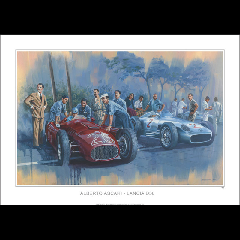Lancia D50 Poster "Alberto Ascari's Last Recital" Original Drawing by ...