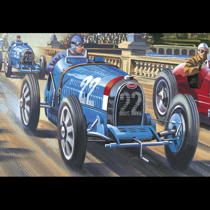 Poster Bugatti Type 51 and Maserati 8C-2500 GP Monaco 1931 Original ...