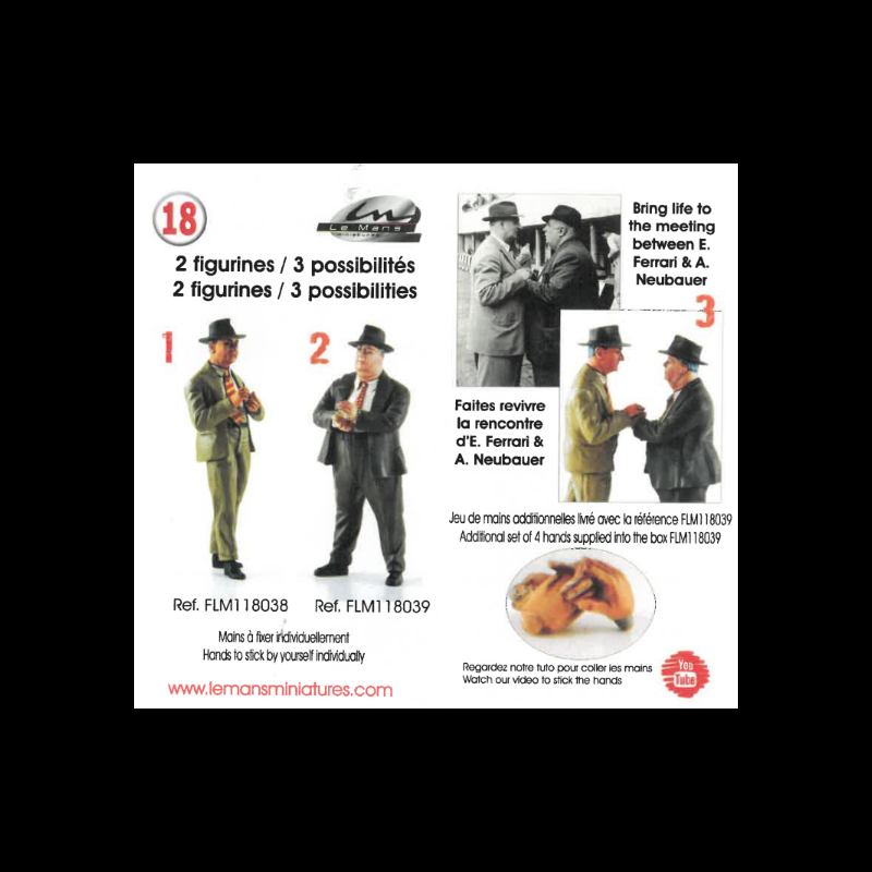 Set of 2 Figurines Enzo Ferrari / Alfred Neubauer Diorama 1/18 Le Mans ...
