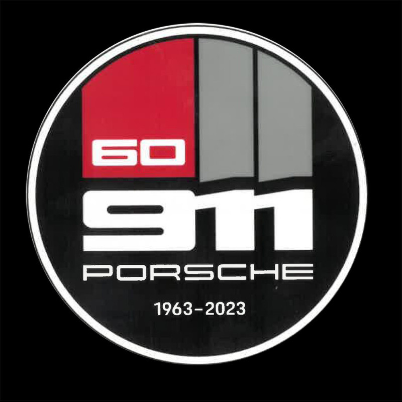 Porsche 911 Aufkleber 60 Jahre 1963 - 2023 für die Innenseite von Gläsern