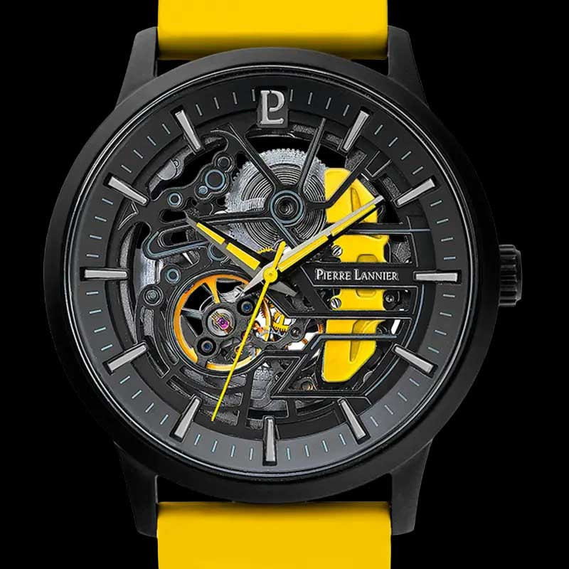 Paddock Automatic Watch Yellow Silicone bracelet Made in France Pierre ...