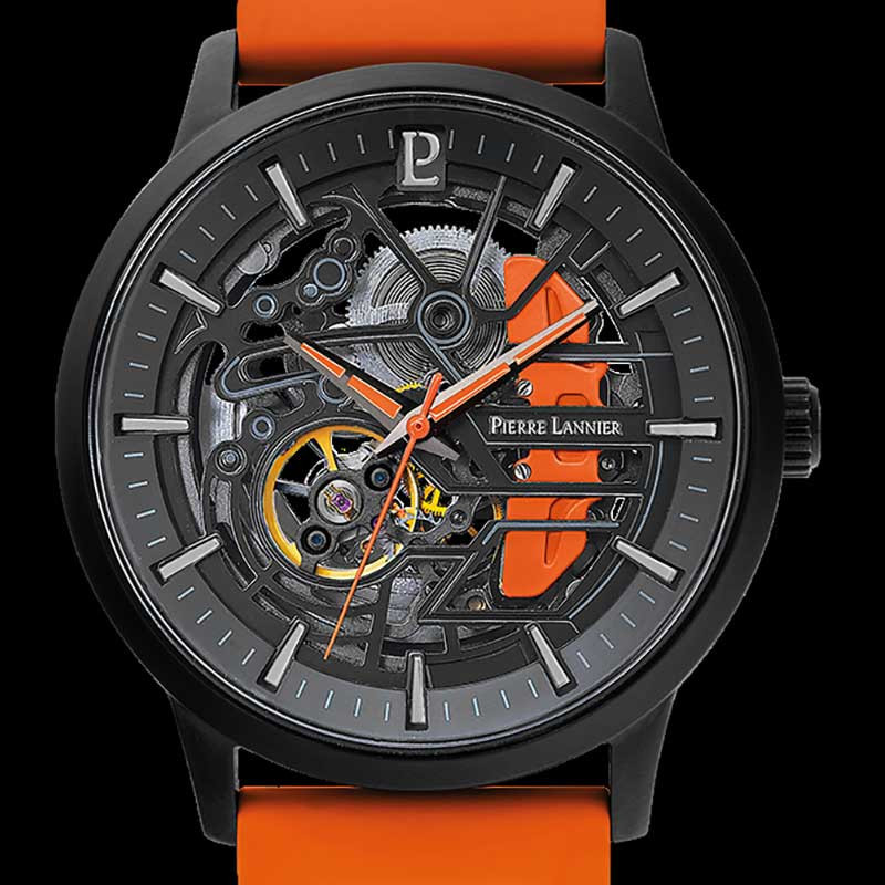 Paddock Automatic Watch Orange Silicone bracelet Made in France Pierre ...