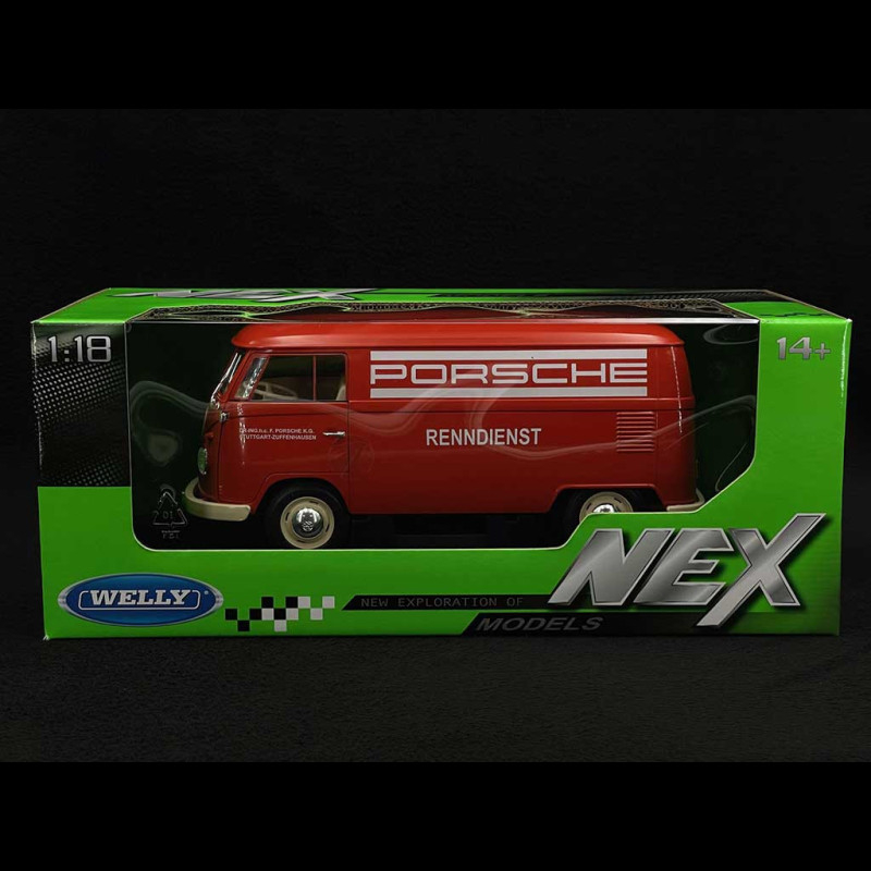 Volkswagen Combi T1 "Porsche Renndienst" 1963 Rouge 1/18 Welly 18053TDA