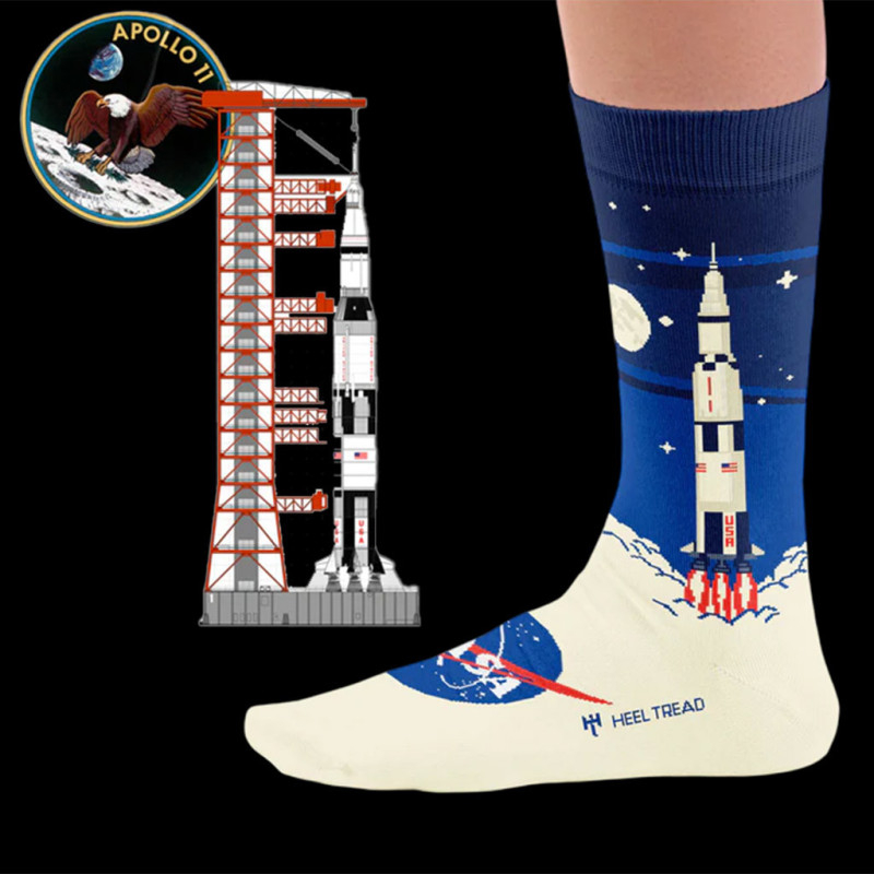 Inspiration Nasa Saturn V Apollo 11 socks Blue / White - unisex - Size ...