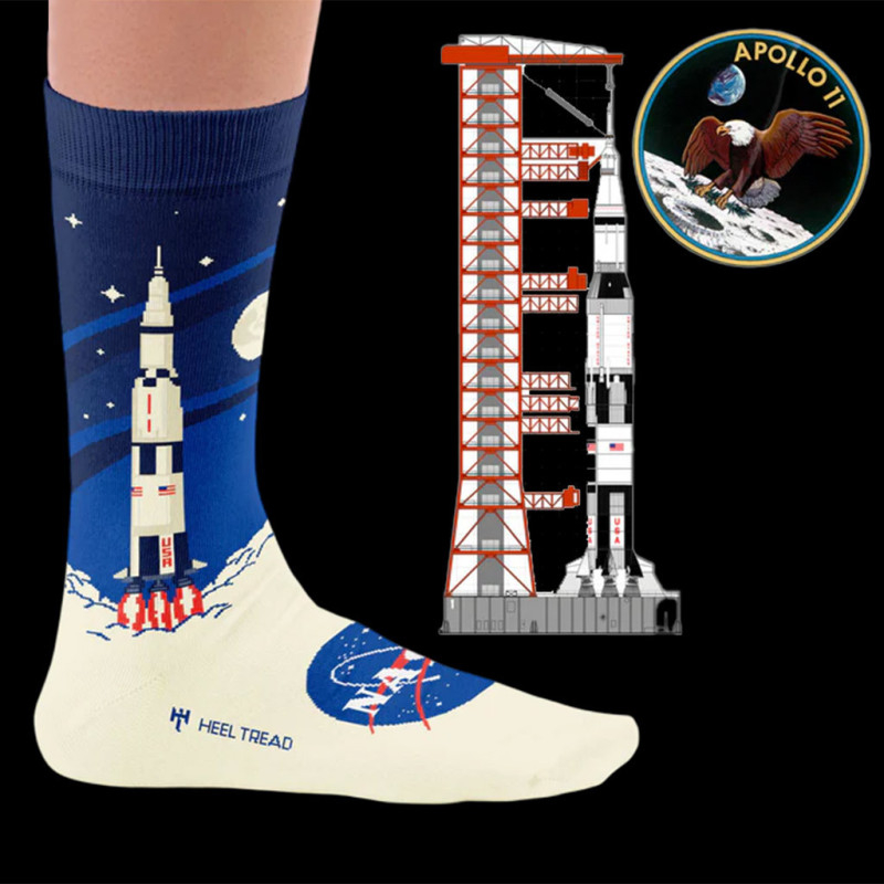 Inspiration Nasa Saturn V Apollo 11 socks Blue / White - unisex - Size ...