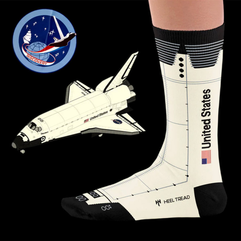 Chaussettes Inspiration Nasa Discovery Shuttle Blanc / Noir - mixte ...