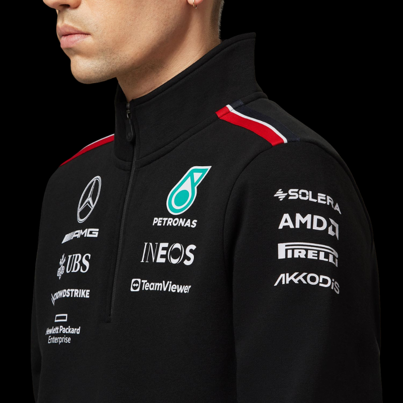 Pull Mercedes Pas Cher Team Russell / Antonelli Demi-zip Noir 701223436 ...