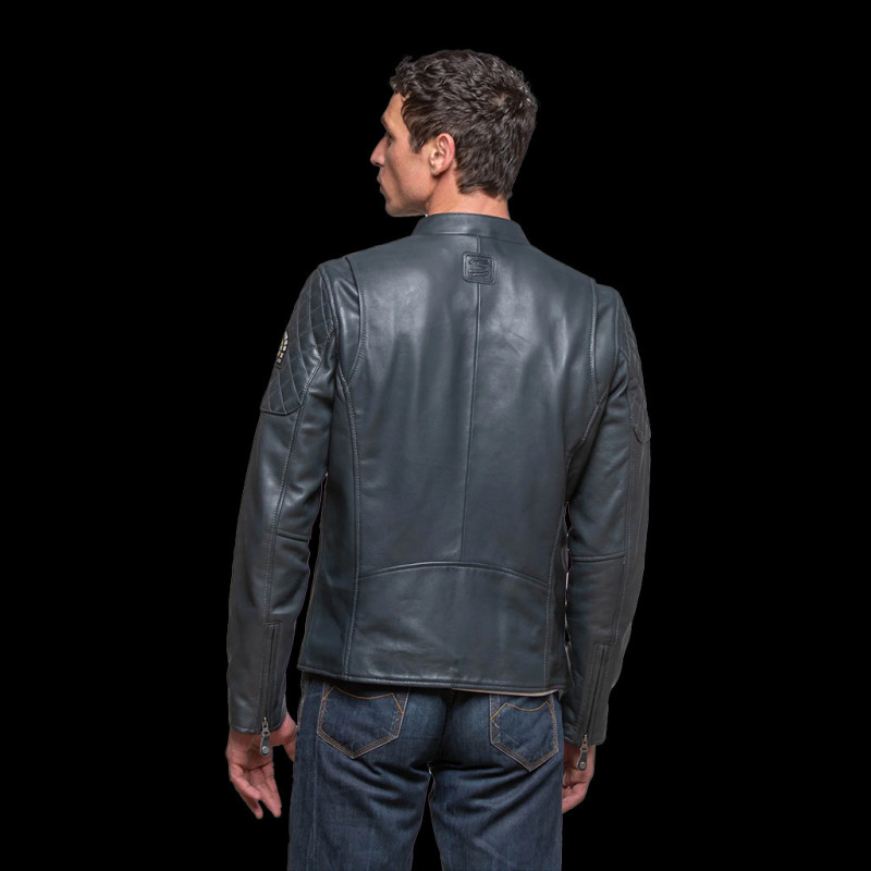 Ayrton Senna Leather Jacket Sao Paulo Navy Blue - men 27549-1000