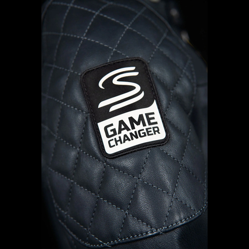 Ayrton Senna Leather Jacket Sao Paulo Navy Blue - men 27549-1000