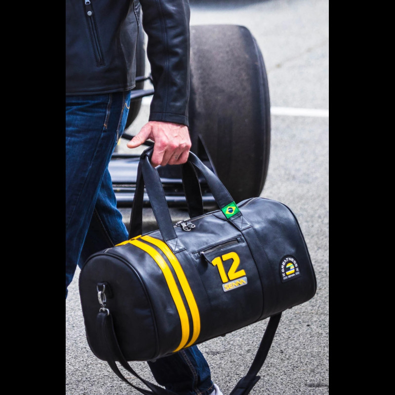Large Ayrton Senna Leather Bag Weekender 48h Black 27551-1504