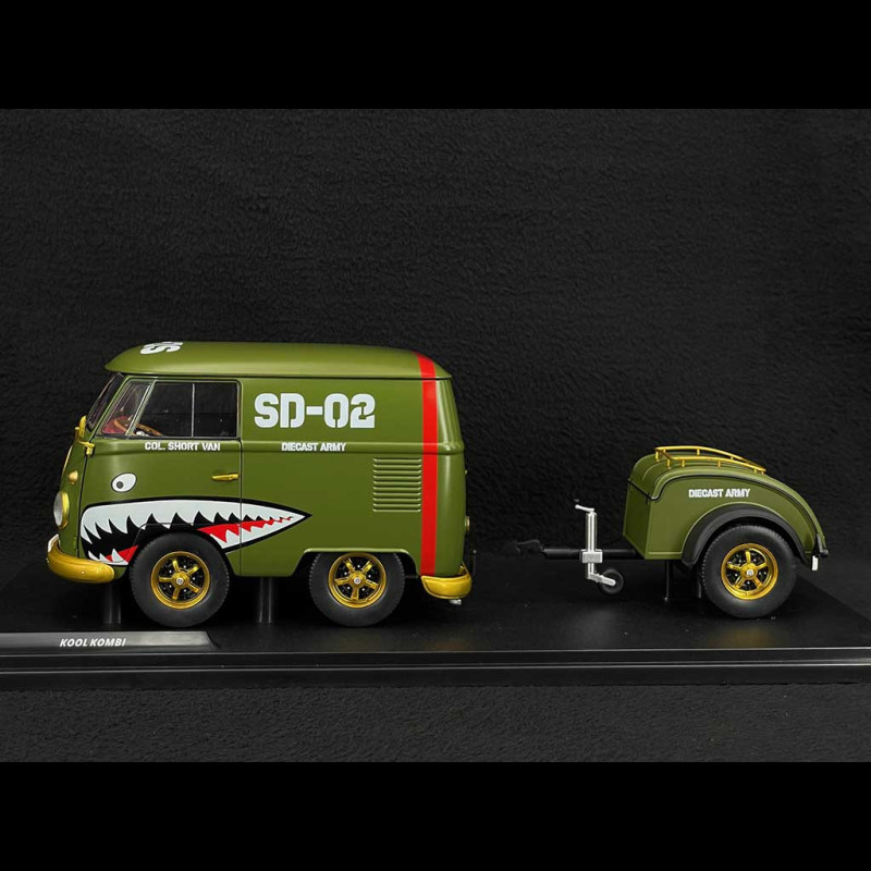 Volkswagen Transporter T1 Kool Kombi Army Fighter 1950 Vert 1/18 Solido ...