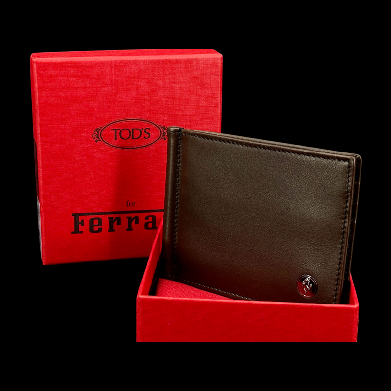 Ferrari Card Holder Tod's 2 Panel Wallet Brown Leather L2757