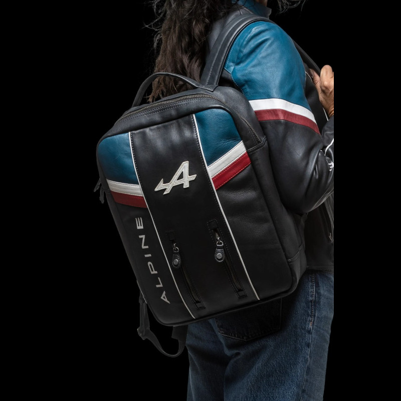 Alpine Leather Backpack Navy Blue 27683-1000