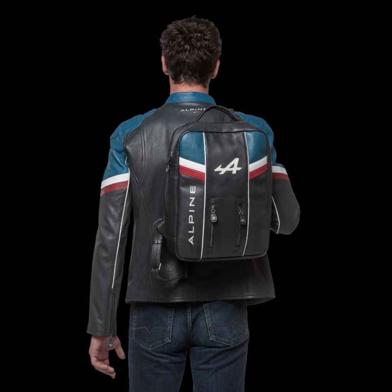 Alpine Leather Backpack Navy Blue 27683-1000