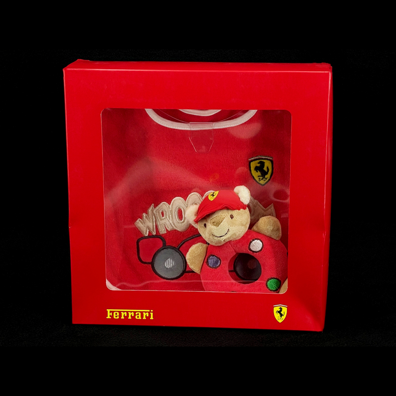 Ferrari baby set rattle + bib - Ferrari baby gift plush and bib