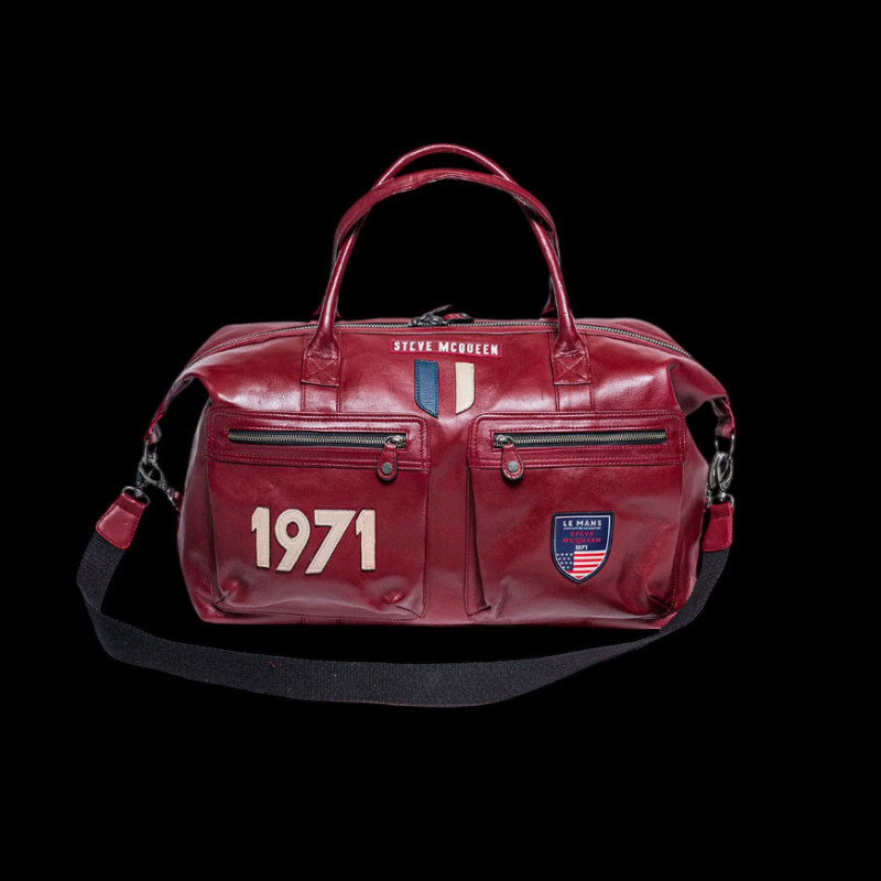 Big Leather bag Steve McQueen Le Mans 1971 Weekender 48h Dark Red 27490 ...