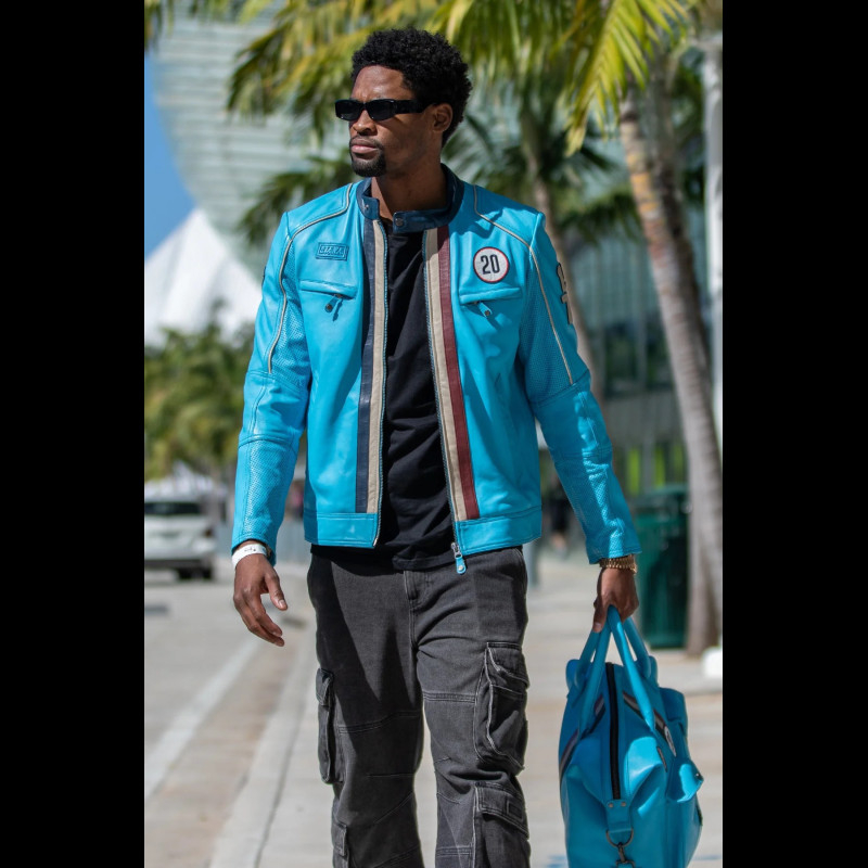 Steve McQueen Liam Nordic Blue Leather Jacket – Racing Style for Men 27671-0611