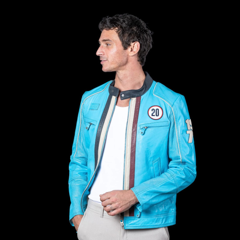 Steve McQueen Lederjacke Liam Blau Nordic Herren – Racing-Stil 1971 ...